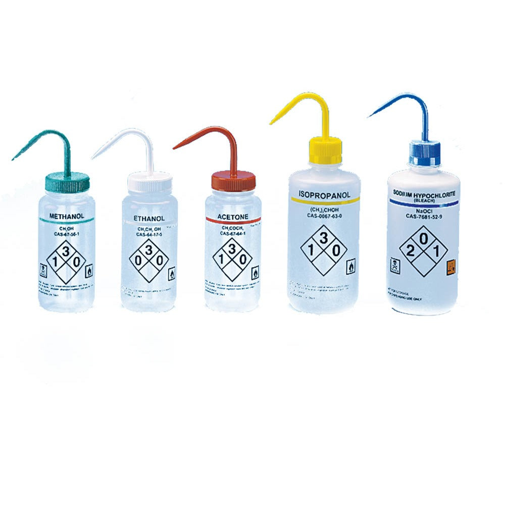 250mL Safety Labelled Self Venting Wash Bottle Wide Mouth (Self Labeli ...